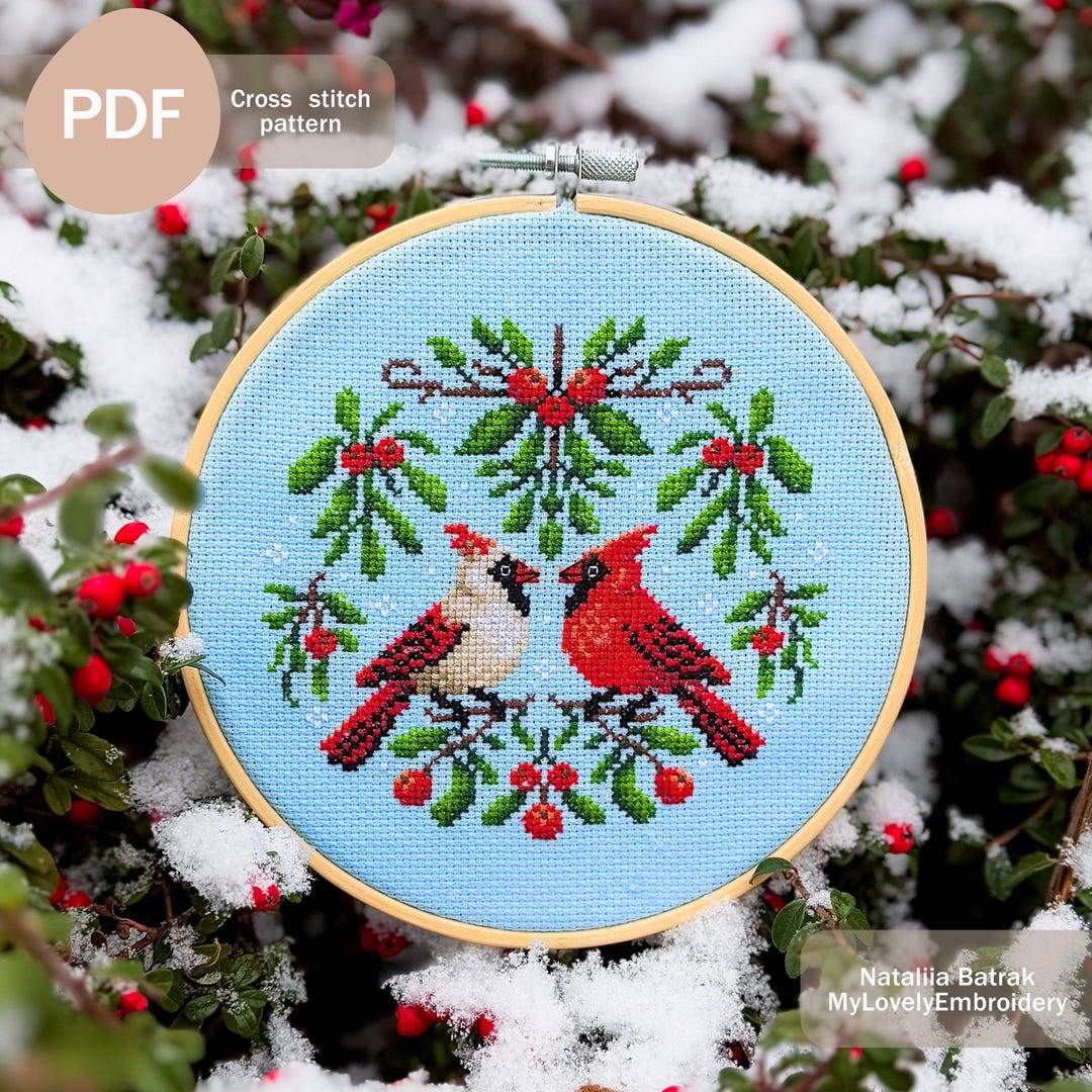 Cardinal Couple Cross Stitch Pattern PDF Instant Download, Christmas ...