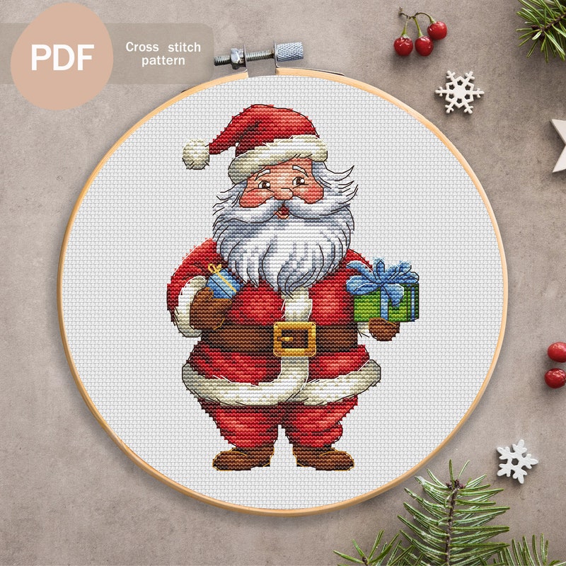 Santa Cross Stitch - Etsy