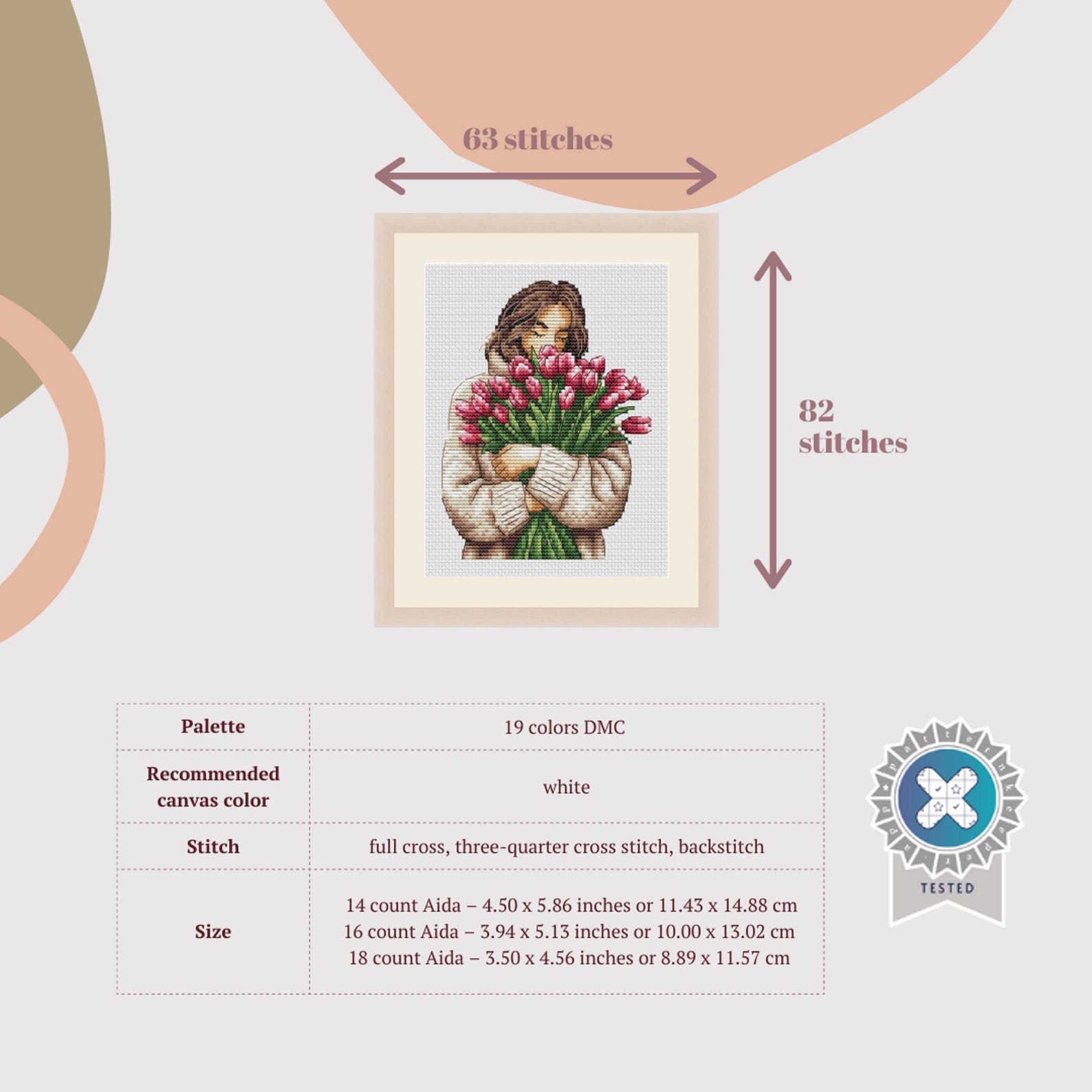 Girl With Tulips Cross Stitch Pattern, Modern Spring Design (PDF Download) - Etsy