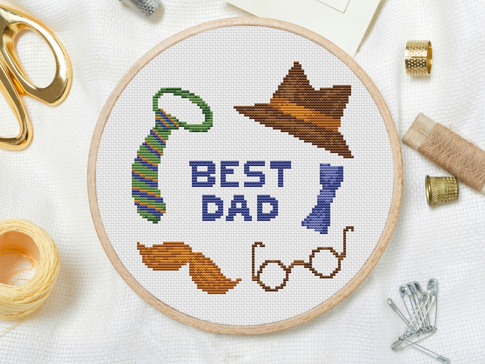 Best Dad Cross Stitch Pattern PDF Father's Day Cross - Etsy