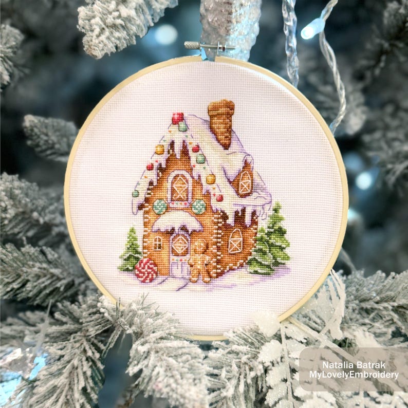 Gingerbread House Cross Stitch Pattern, Christmas Embroidery (PDF ...