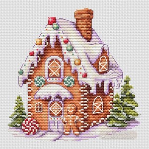 Gingerbread House Cross Stitch Pattern, Christmas Embroidery (PDF ...