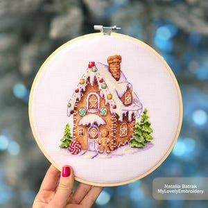 Gingerbread House Cross Stitch Pattern, Christmas Embroidery (PDF ...