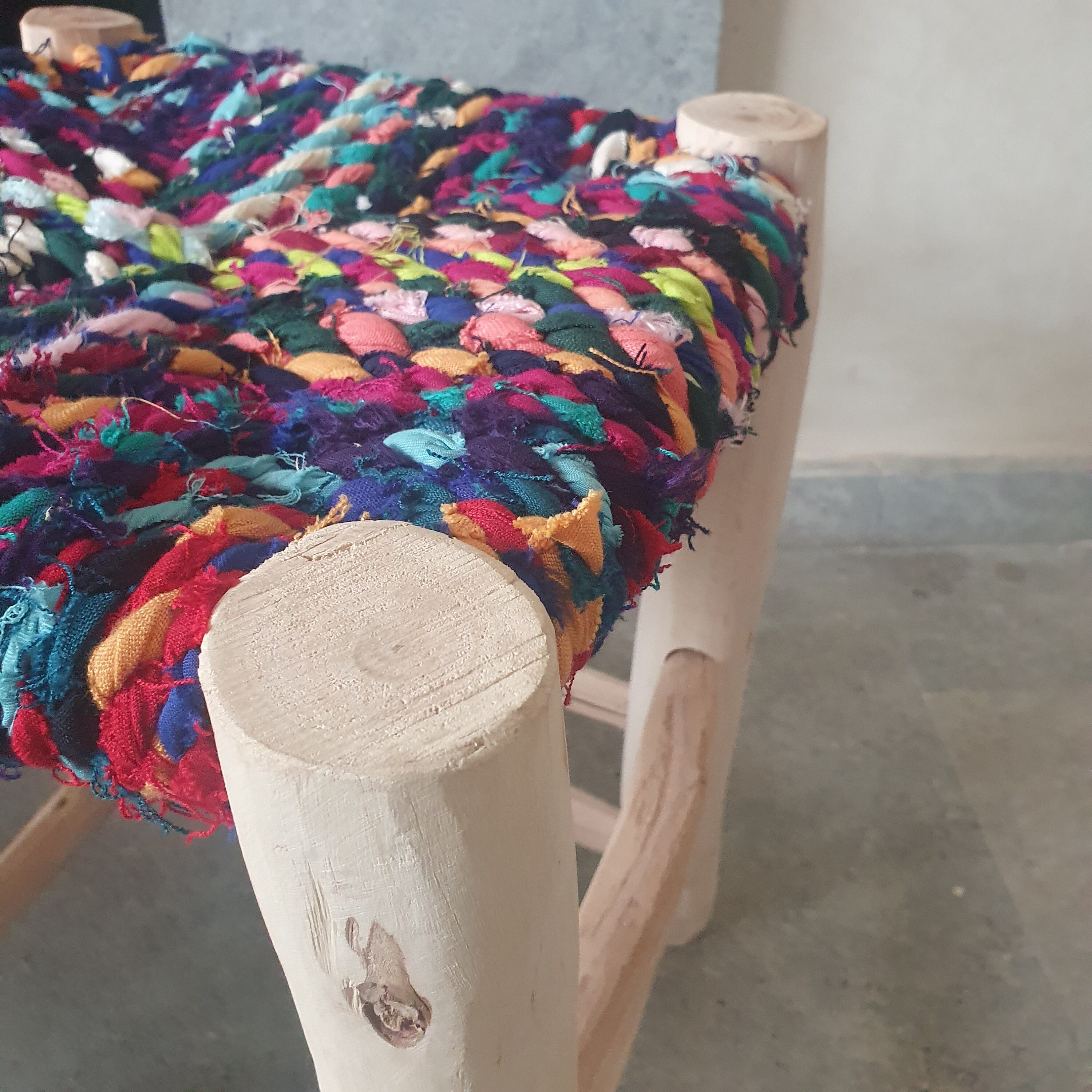 Stool in Solid Wood and Boucharouit | Etsy