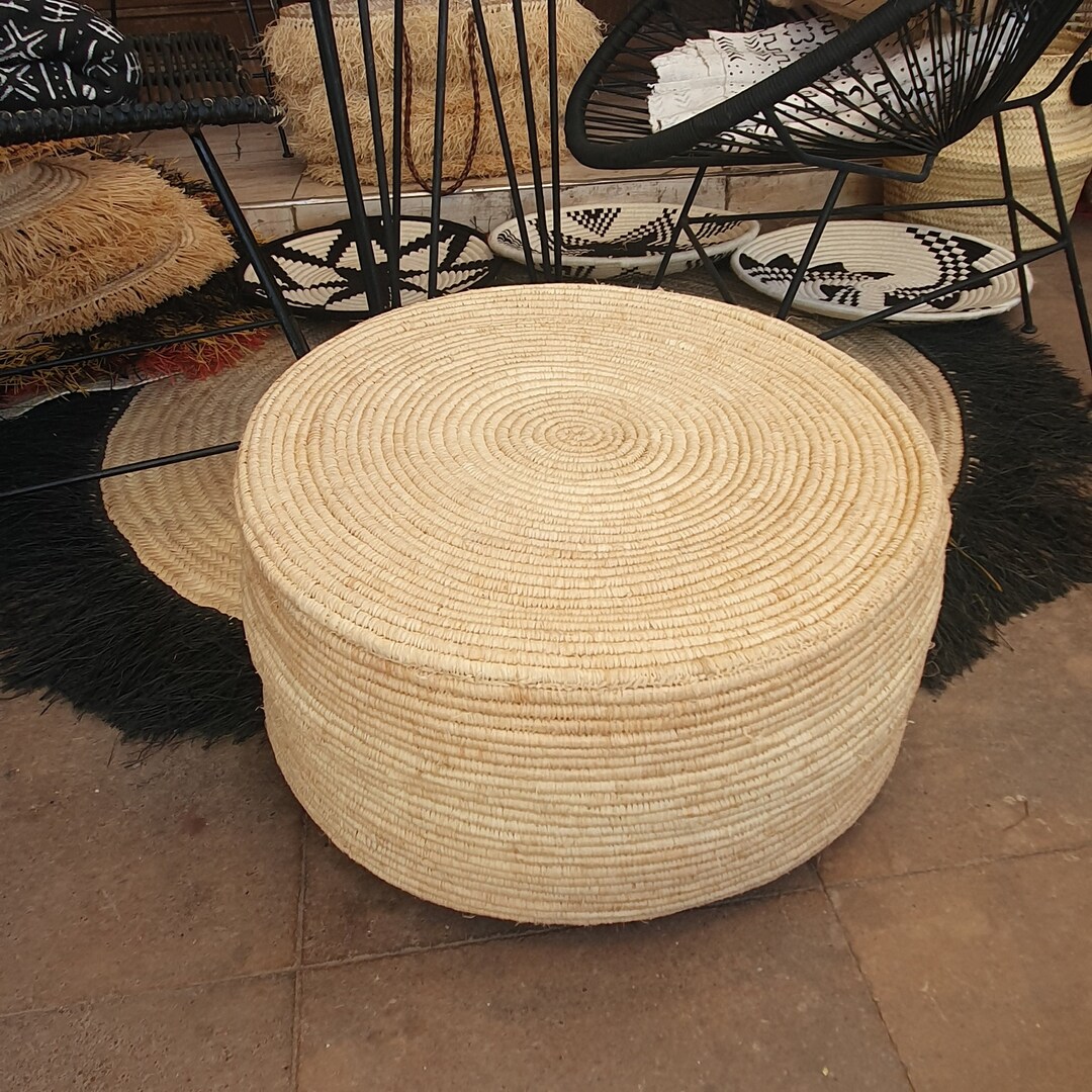 Moroccan Pouf in Raffia - Etsy
