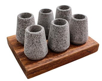 2 Set of 3 Mexican Tequila Shot Glasses Made of Volcanic Stone With ...