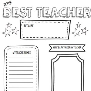 Teacher Appreciation Printable Sheet My Teacher Printable Teacher Gift ...