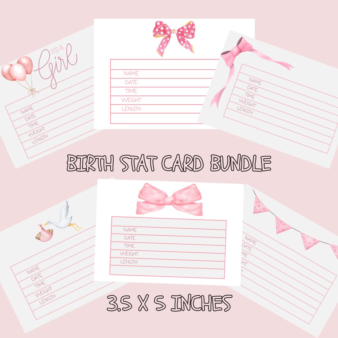 Printable Birth Stat Card BUNDLE, Hospital Crib Card for Baby, Baby ...