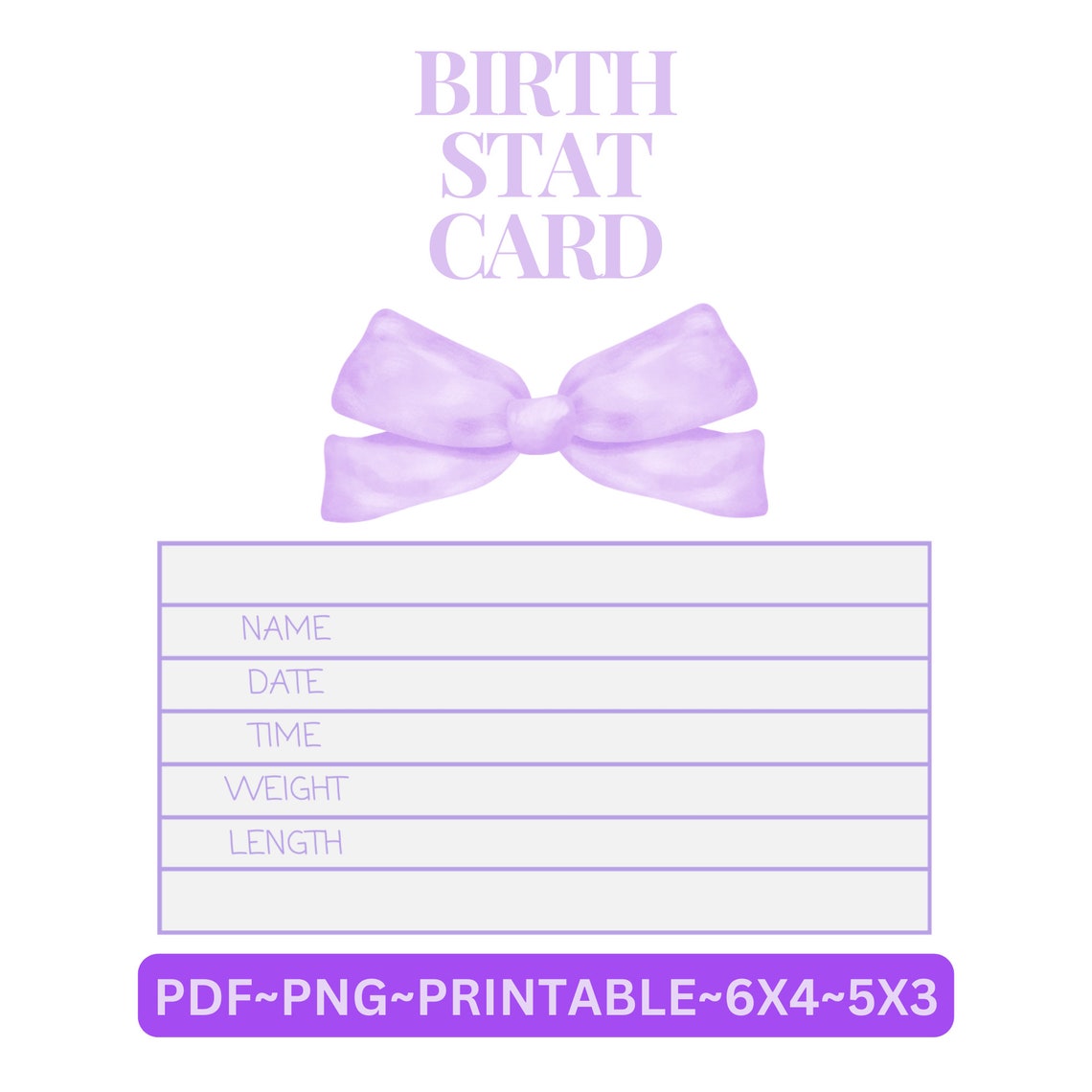 Printable Birth Stat Card, Hospital Crib Card for Baby, Baby Birth ...