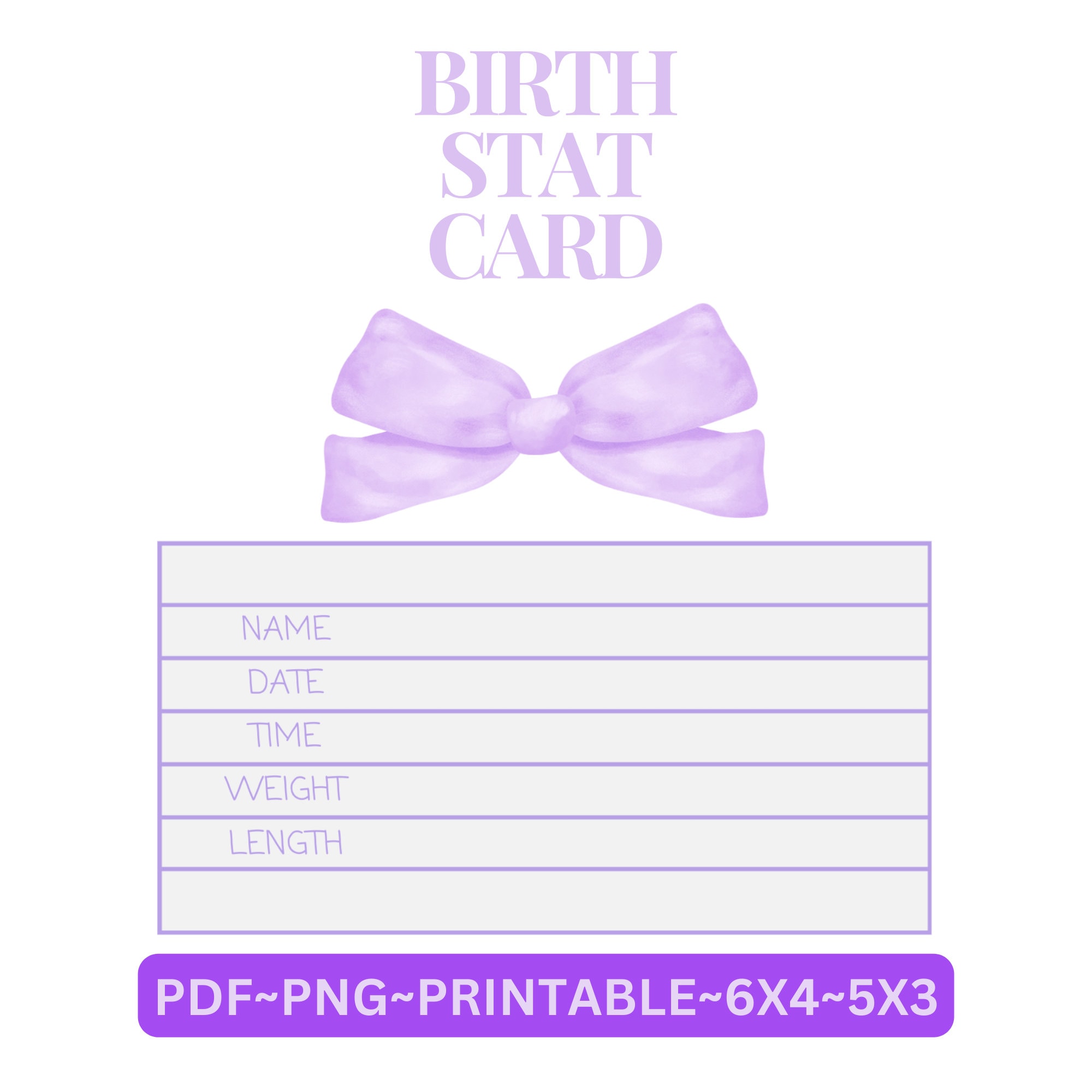 Printable Birth Stat Card, Hospital Crib Card for Baby, Baby Birth ...