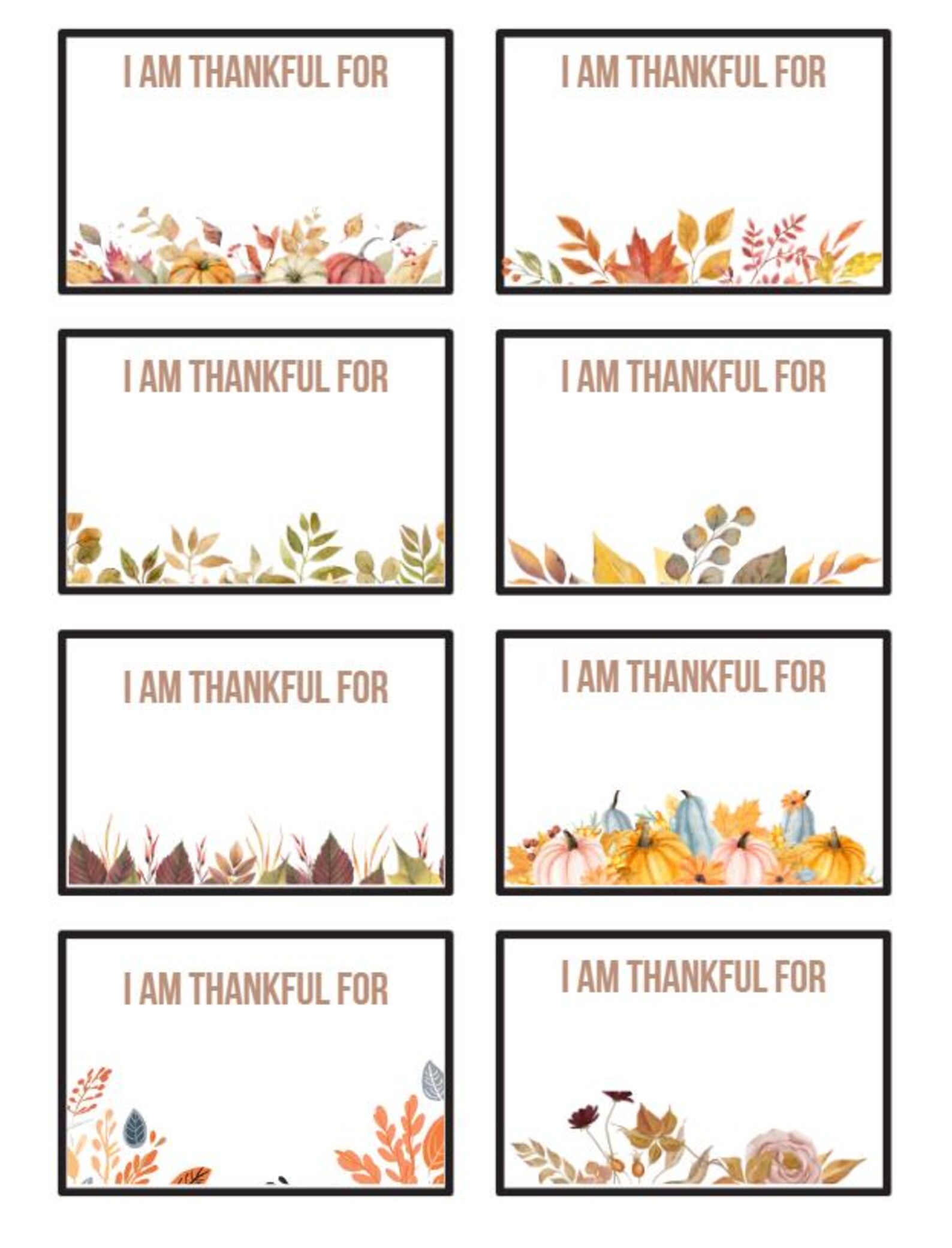 I Am Thankful for Cards, I Am Grateful for Cards, Thanksgiving ...