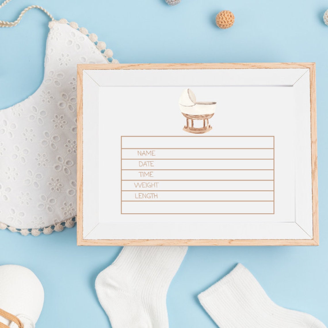 Printable Birth Stat Card, Hospital Crib Card for Baby, Baby Birth ...