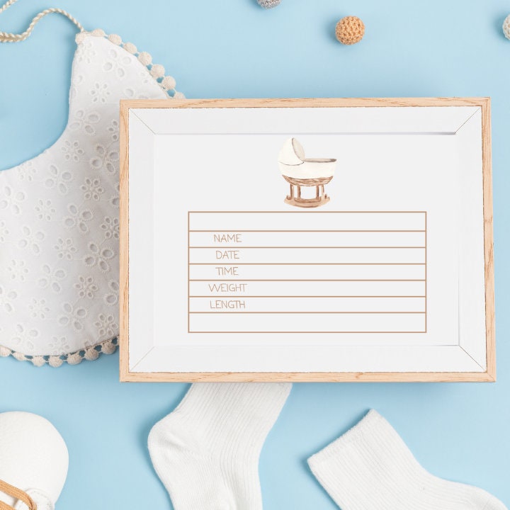Printable Birth Stat Card, Hospital Crib Card for Baby, Baby Birth ...