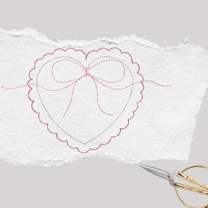 Heart With Ribbon Hand Embroidery Pattern, Valentine Hand Embroidery ...