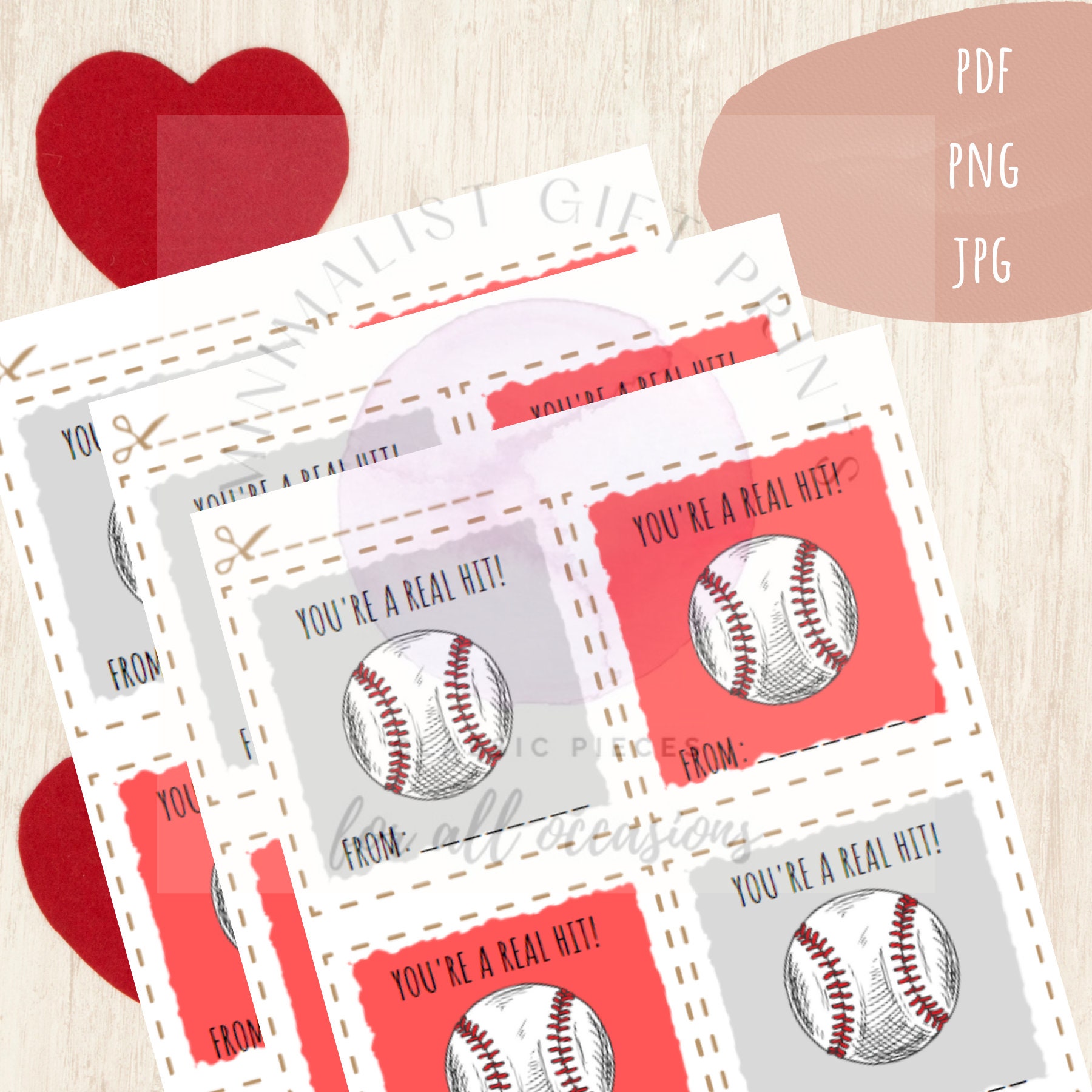 Printable Baseball Valentines, Kids Valentine's Day Card, Boy Girl ...