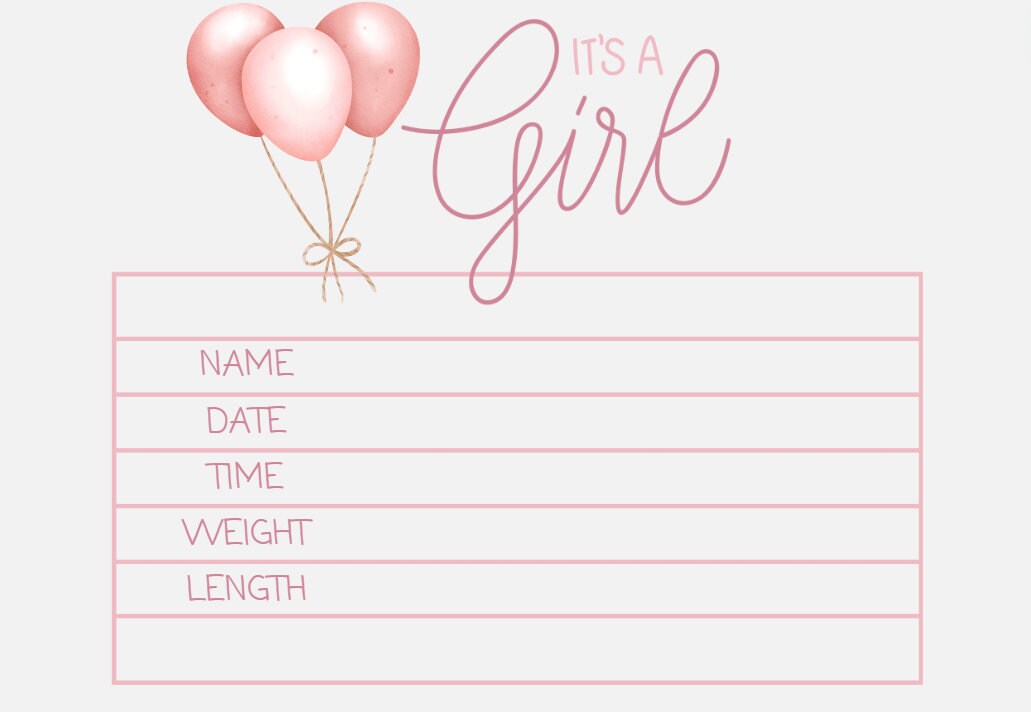 Printable Birth Stat Card BUNDLE, Hospital Crib Card for Baby, Baby ...