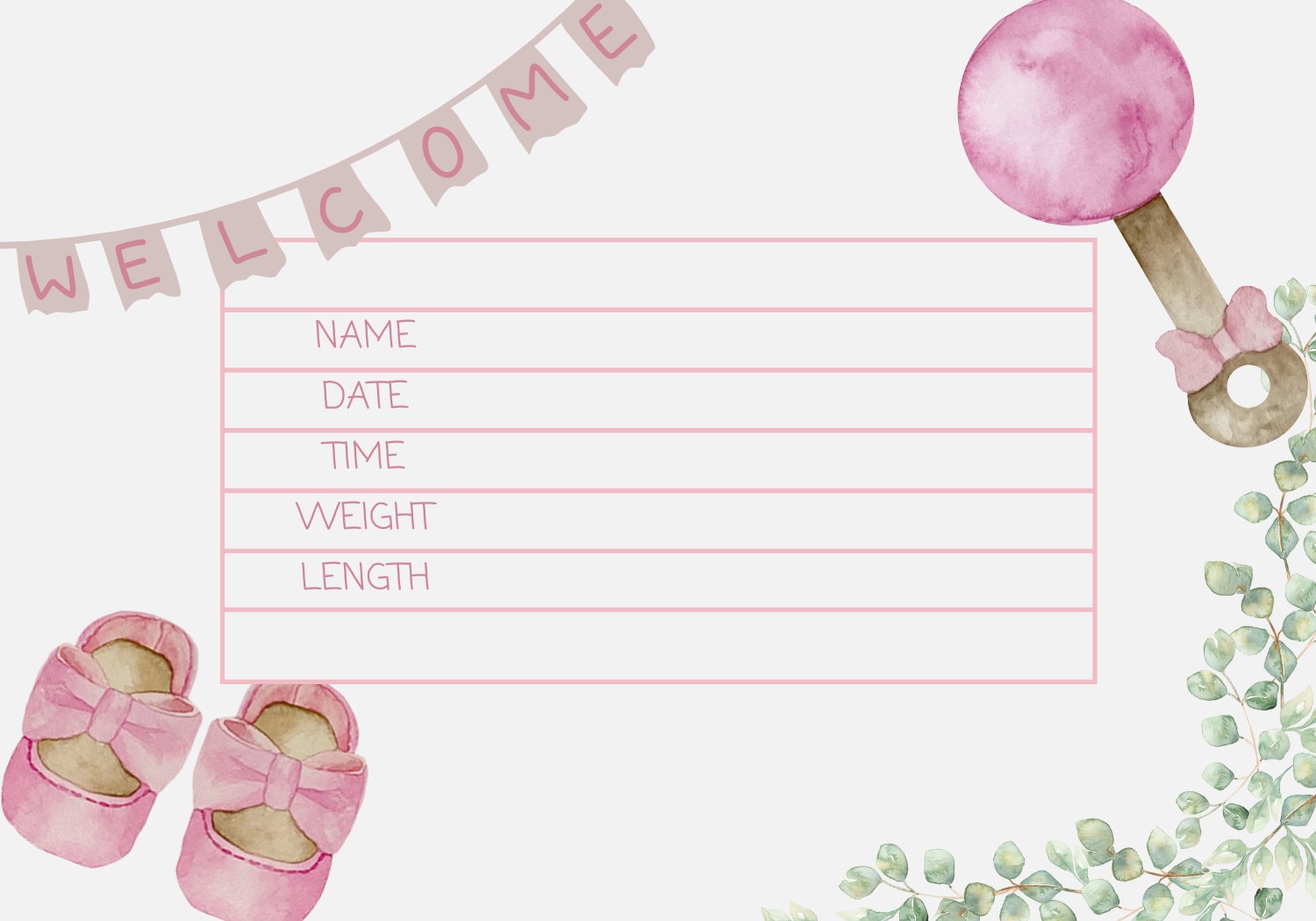 Printable Birth Stat Card, Hospital Crib Card for Baby, Baby Birth ...