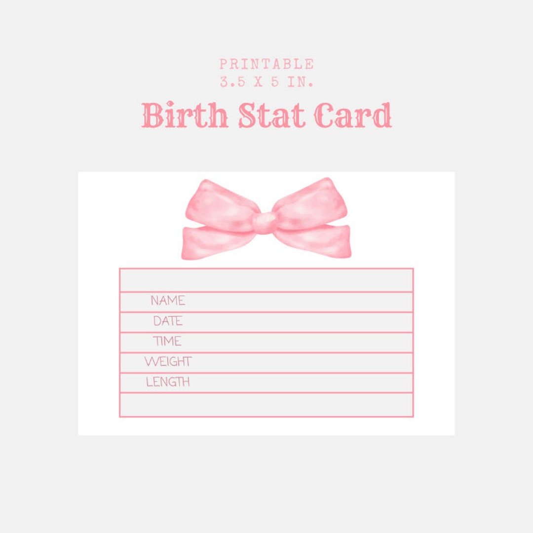 Printable Birth Stat Card, Hospital Crib Card for Baby, Baby Birth ...