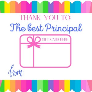 Principal Printable Card, Administration Thank You Card, Digital ...