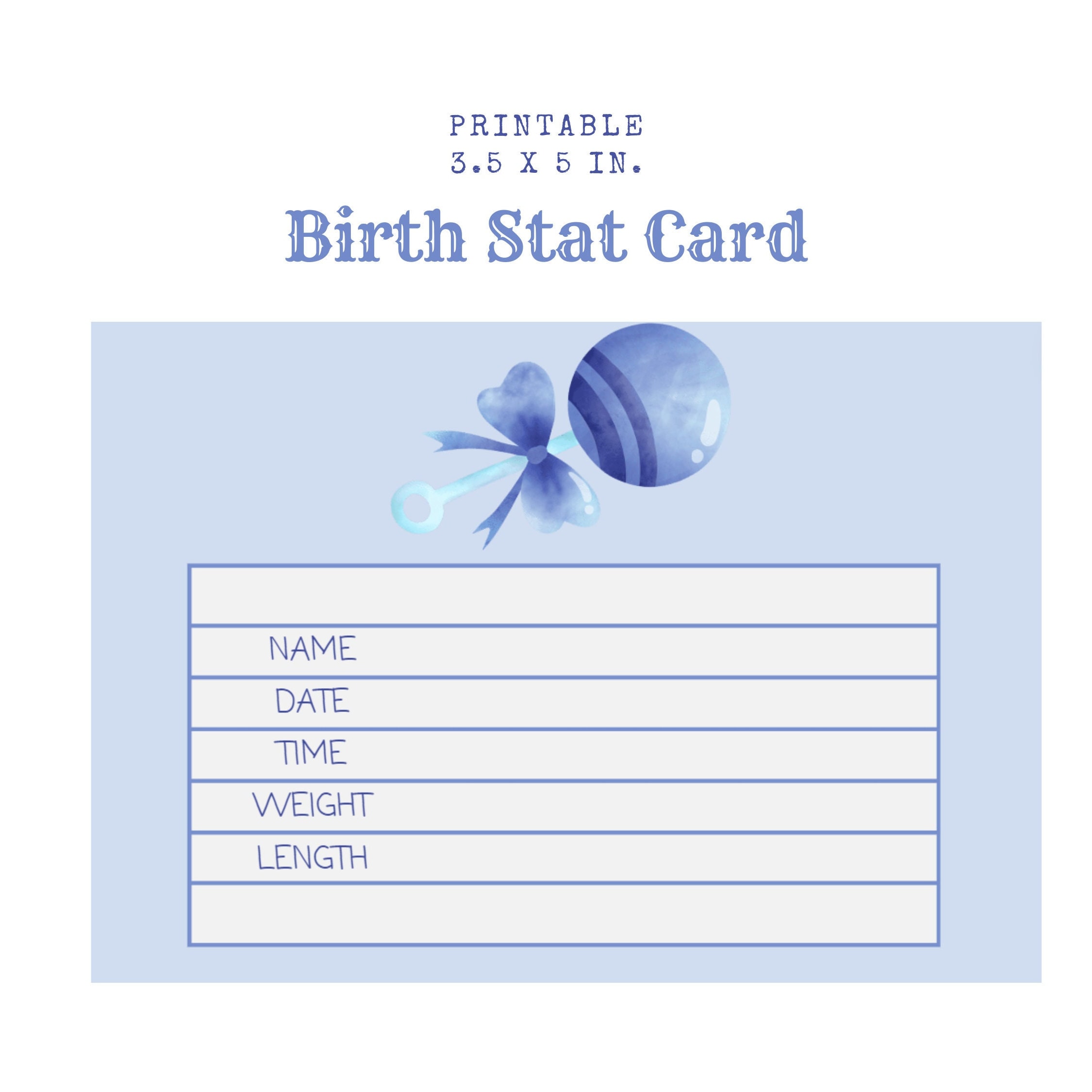 Printable Birth Stat Card, Hospital Crib Card for Baby, Baby Birth ...