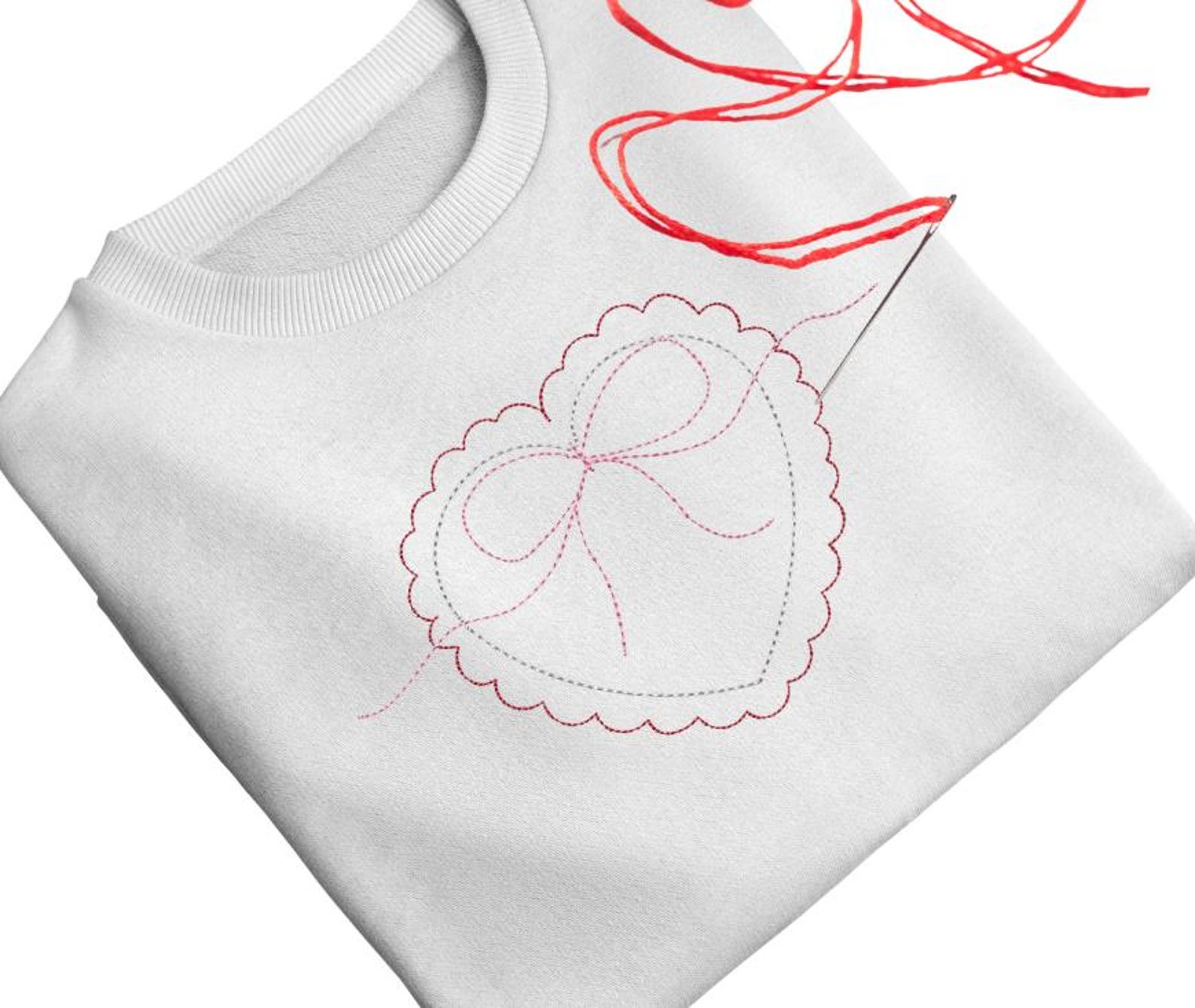 Heart With Ribbon Hand Embroidery Pattern, Valentine Hand Embroidery ...