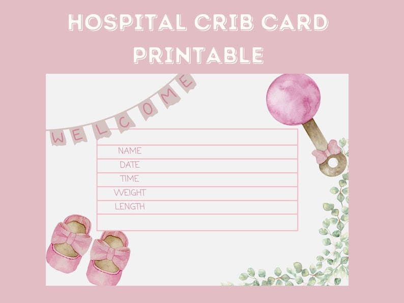 Printable Birth Stat Card, Hospital Crib Card for Baby, Baby Birth ...