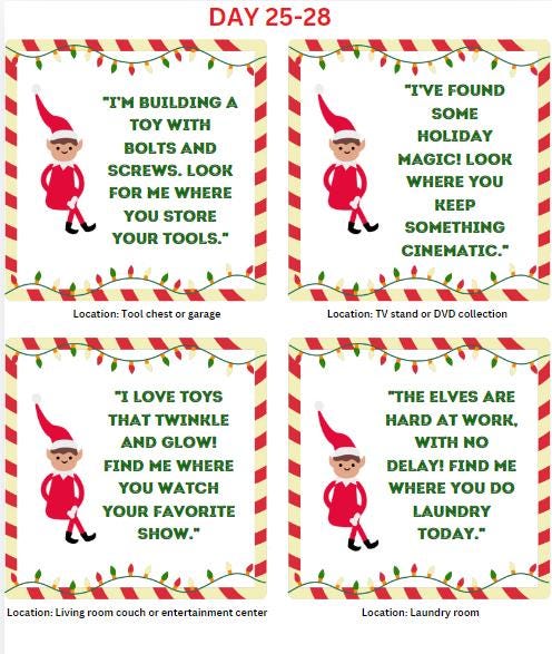 Printable Christmas Elf Scavenger Hunt | Printable Holiday Game for ...