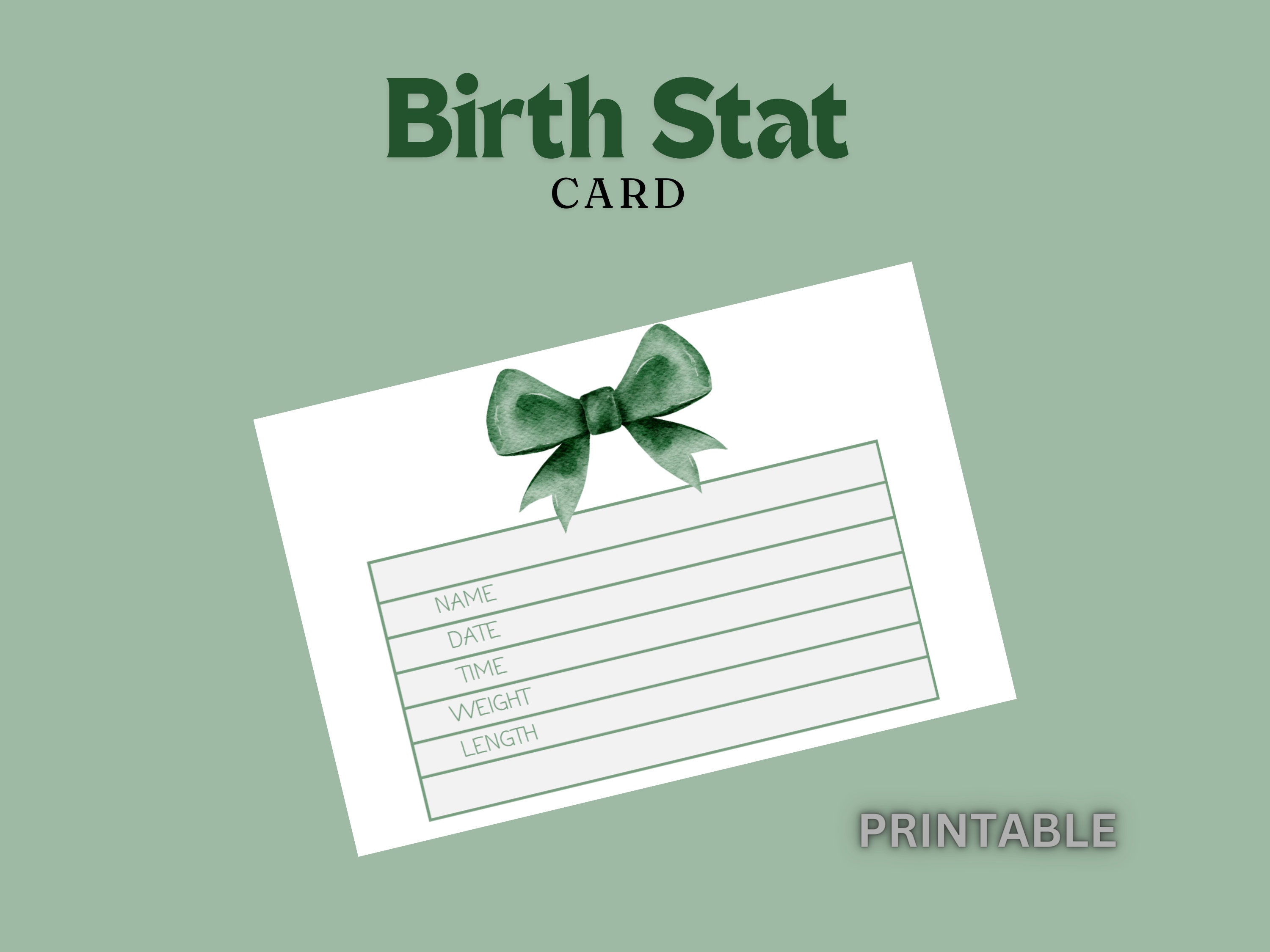 Printable Birth Stat Card, Hospital Crib Card for Baby, Baby Birth ...