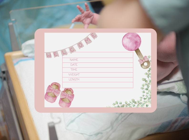 Printable Birth Stat Card, Hospital Crib Card for Baby, Baby Birth ...