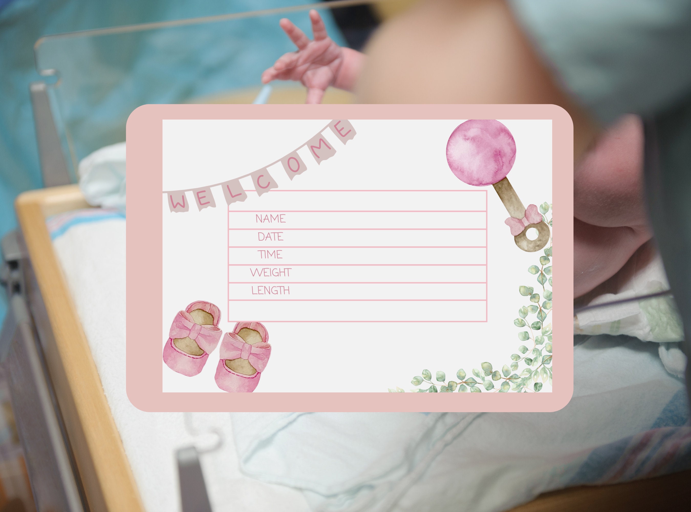 Printable Birth Stat Card, Hospital Crib Card for Baby, Baby Birth ...