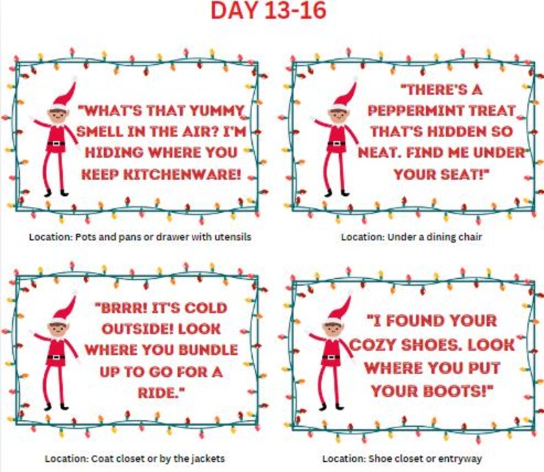 30-day Elf Scavenger Hunt Printable | Fun Holiday Elf Ideas for Kids ...