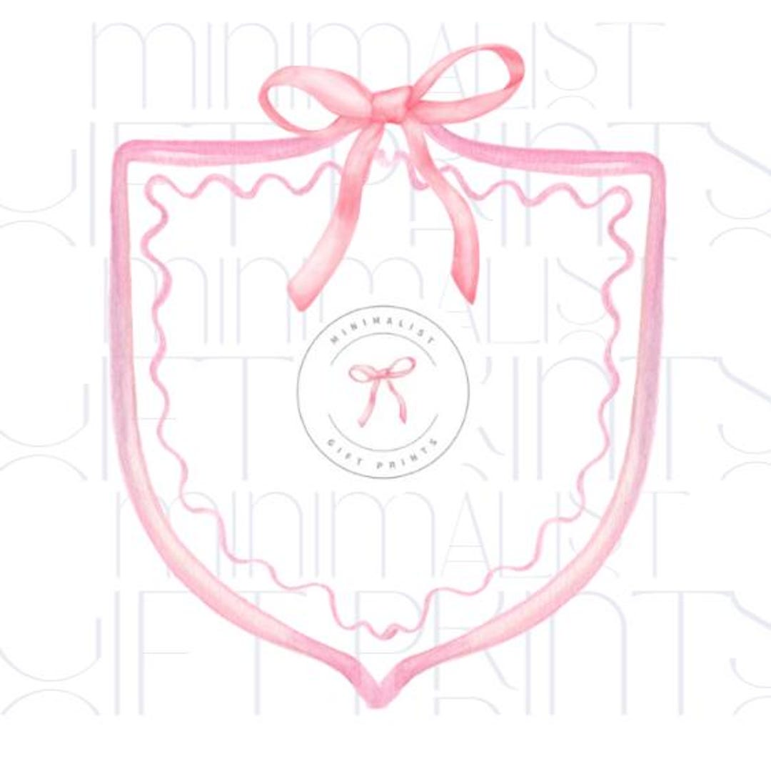 Preppy Watercolor Crest Pink Bow Crest PNG Grandmillenial Clipart ...