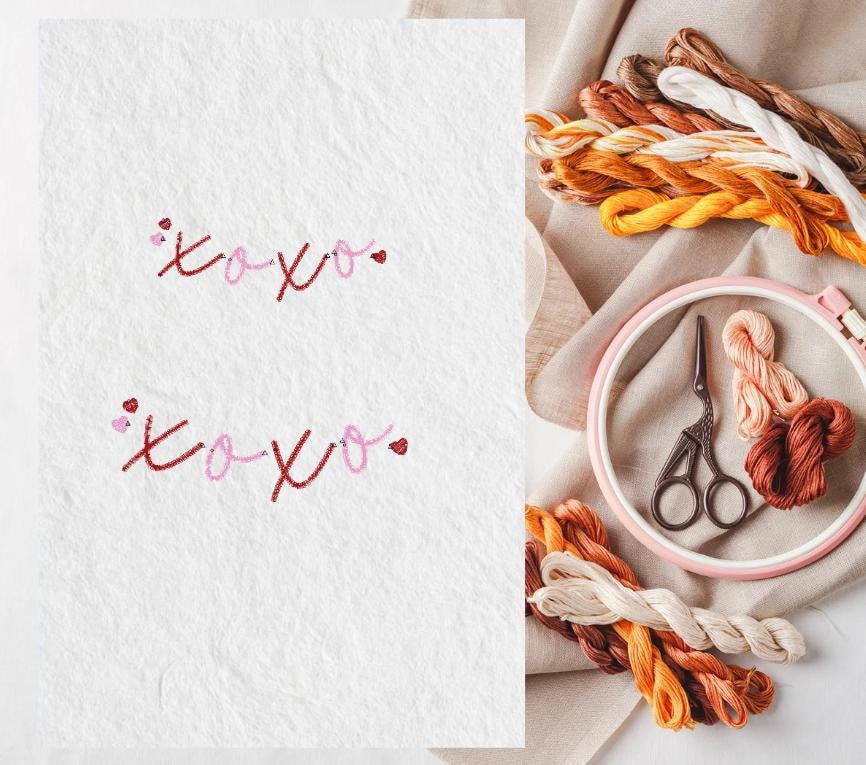 XOXO Hand Embroidery Pattern, Valentine Hand Embroidery PDF, Printable ...