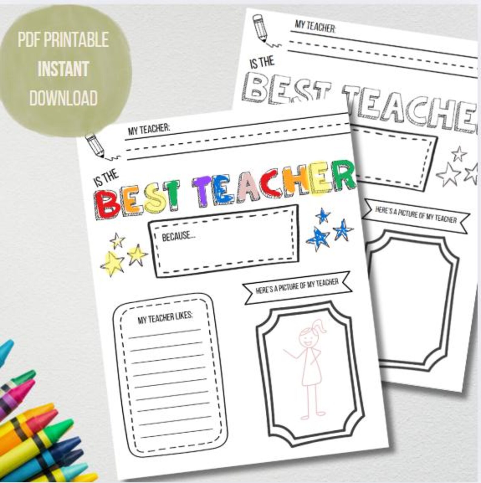Teacher Appreciation Printable Sheet My Teacher Printable Teacher Gift ...