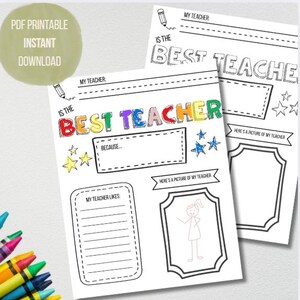 Teacher Appreciation Printable Sheet My Teacher Printable Teacher Gift ...