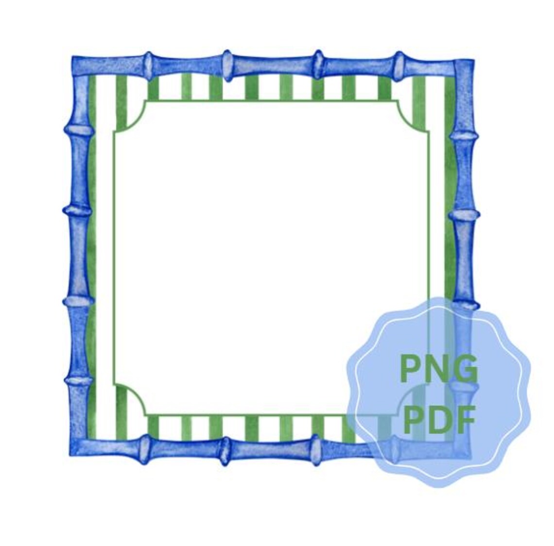 Bamboo Frame Clipart Watercolor Frame Clip Art Pretty Green and Blue ...