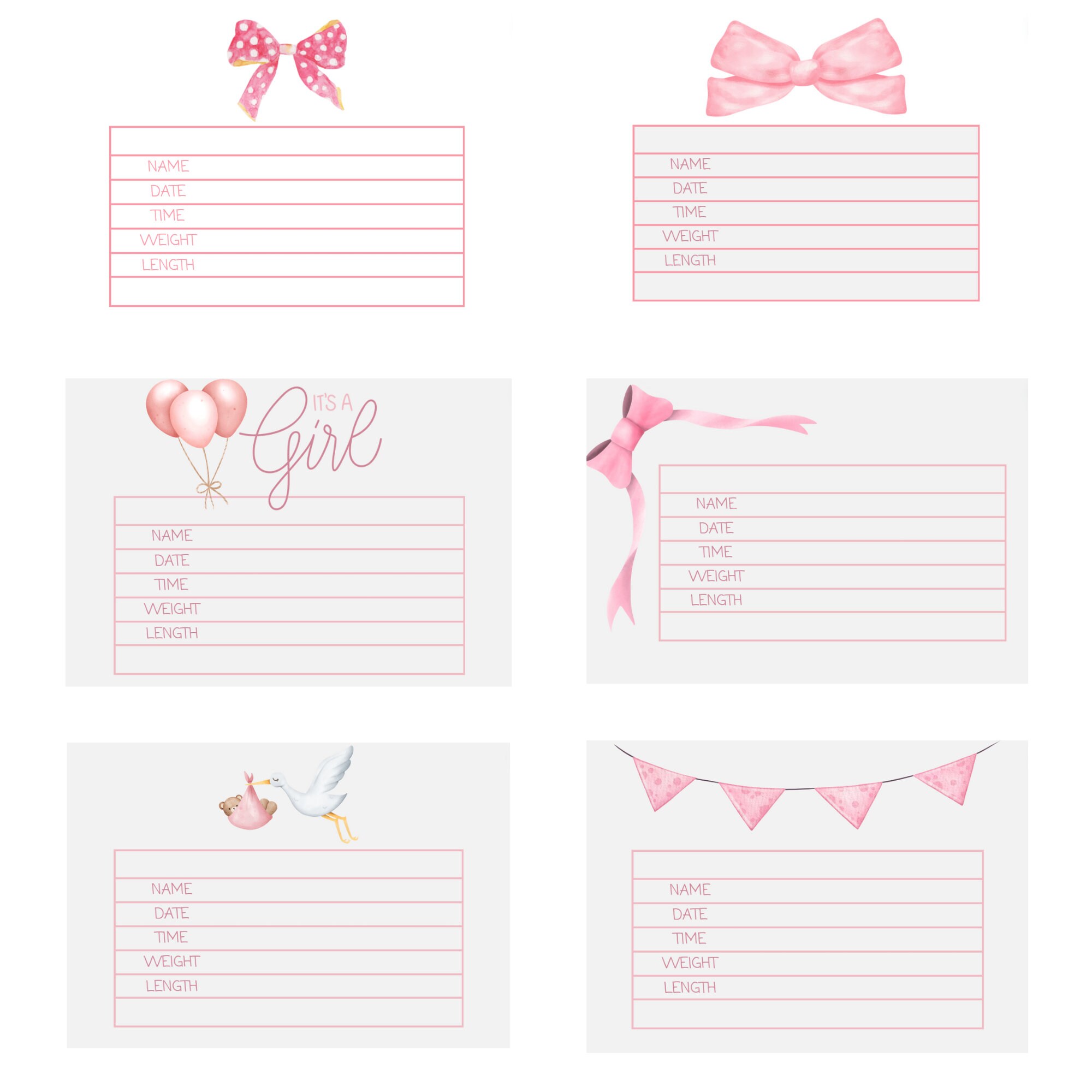 Printable Birth Stat Card BUNDLE, Hospital Crib Card for Baby, Baby ...