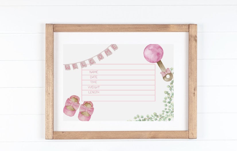 Printable Birth Stat Card, Hospital Crib Card for Baby, Baby Birth ...
