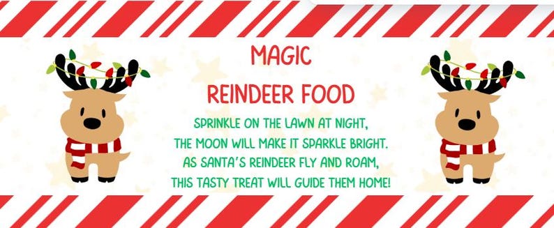 Reindeer Food Label Printable, Magic Reindeer Food Treat Bag Topper ...