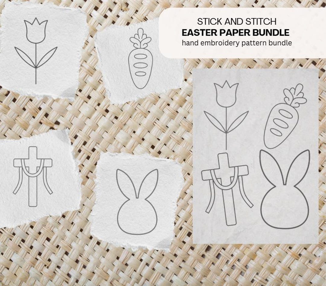 Easter Hand Embroidery Pattern Stick and Stitch Transfer, Peel and ...