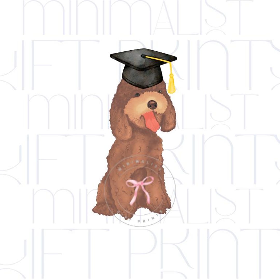 Graduation Clipart Dog Watercolor Labradoodle Clip Art Doodle Dog PNG ...