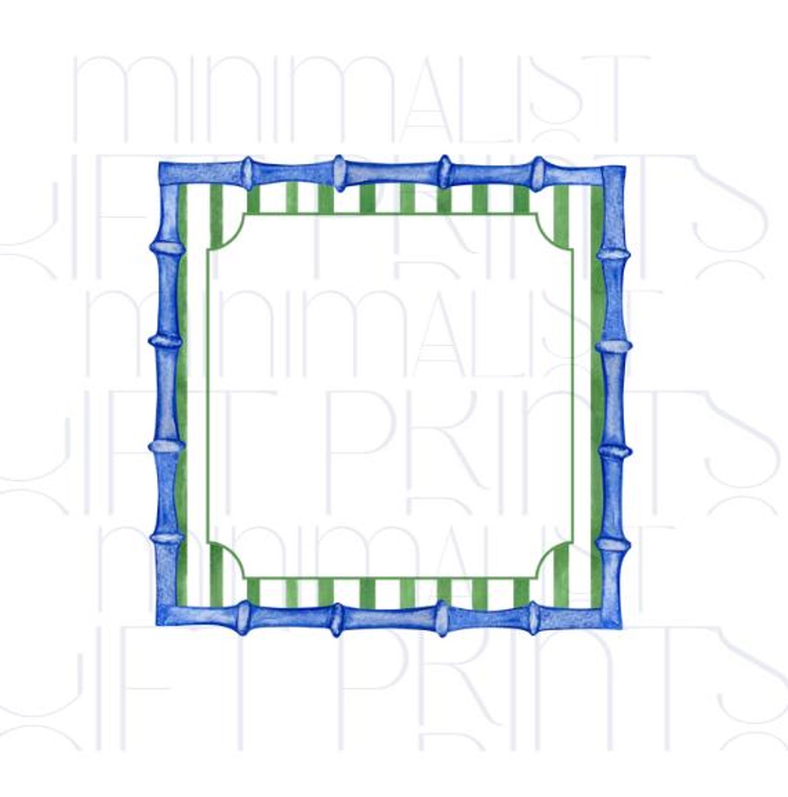 Bamboo Frame Clipart Watercolor Frame Clip Art Pretty Green and Blue ...