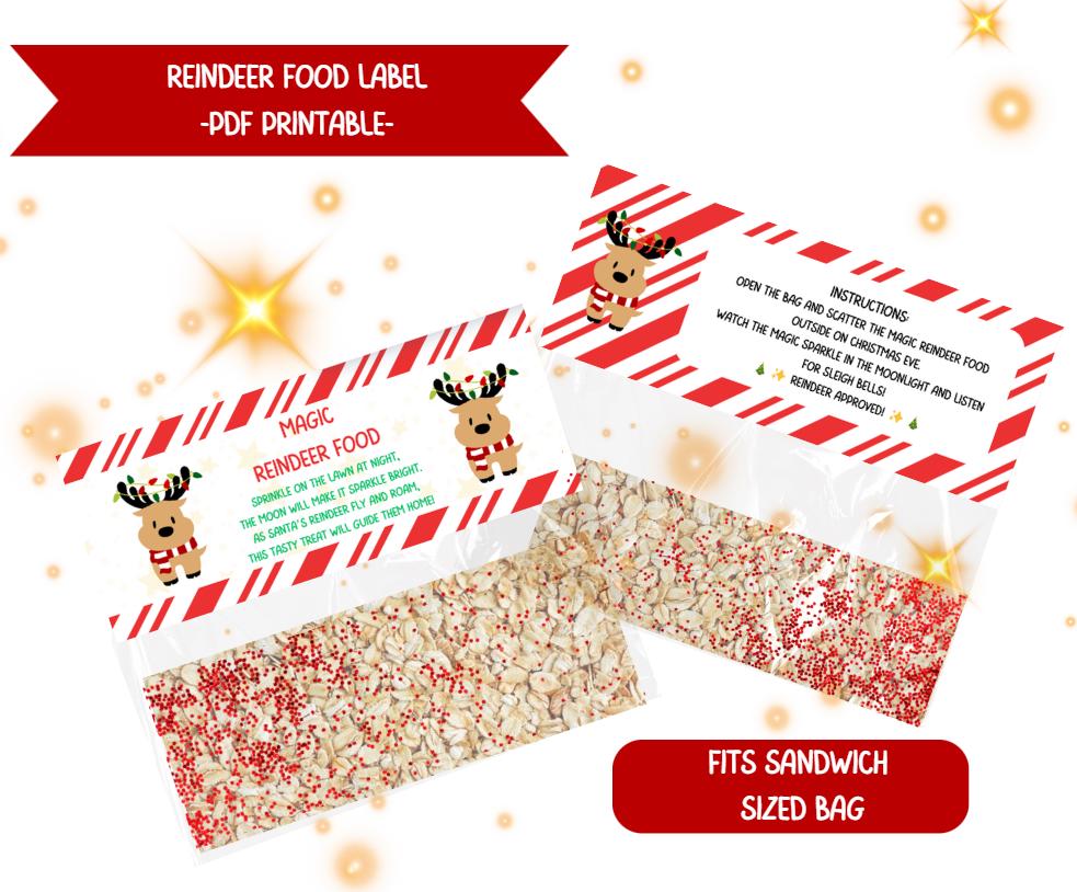 Reindeer Food Label Printable, Magic Reindeer Food Treat Bag Topper ...