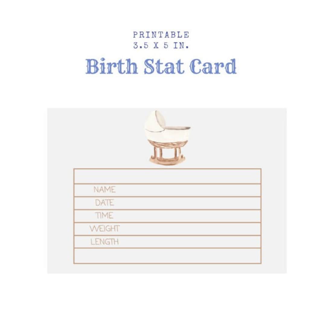 Printable Birth Stat Card, Hospital Crib Card for Baby, Baby Birth ...
