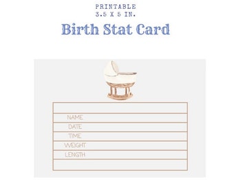 Printable Birth Stat Card, Hospital Crib Card for Baby, Baby Birth ...