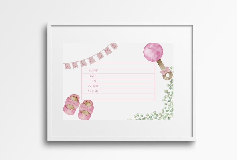 Printable Birth Stat Card, Hospital Crib Card for Baby, Baby Birth ...