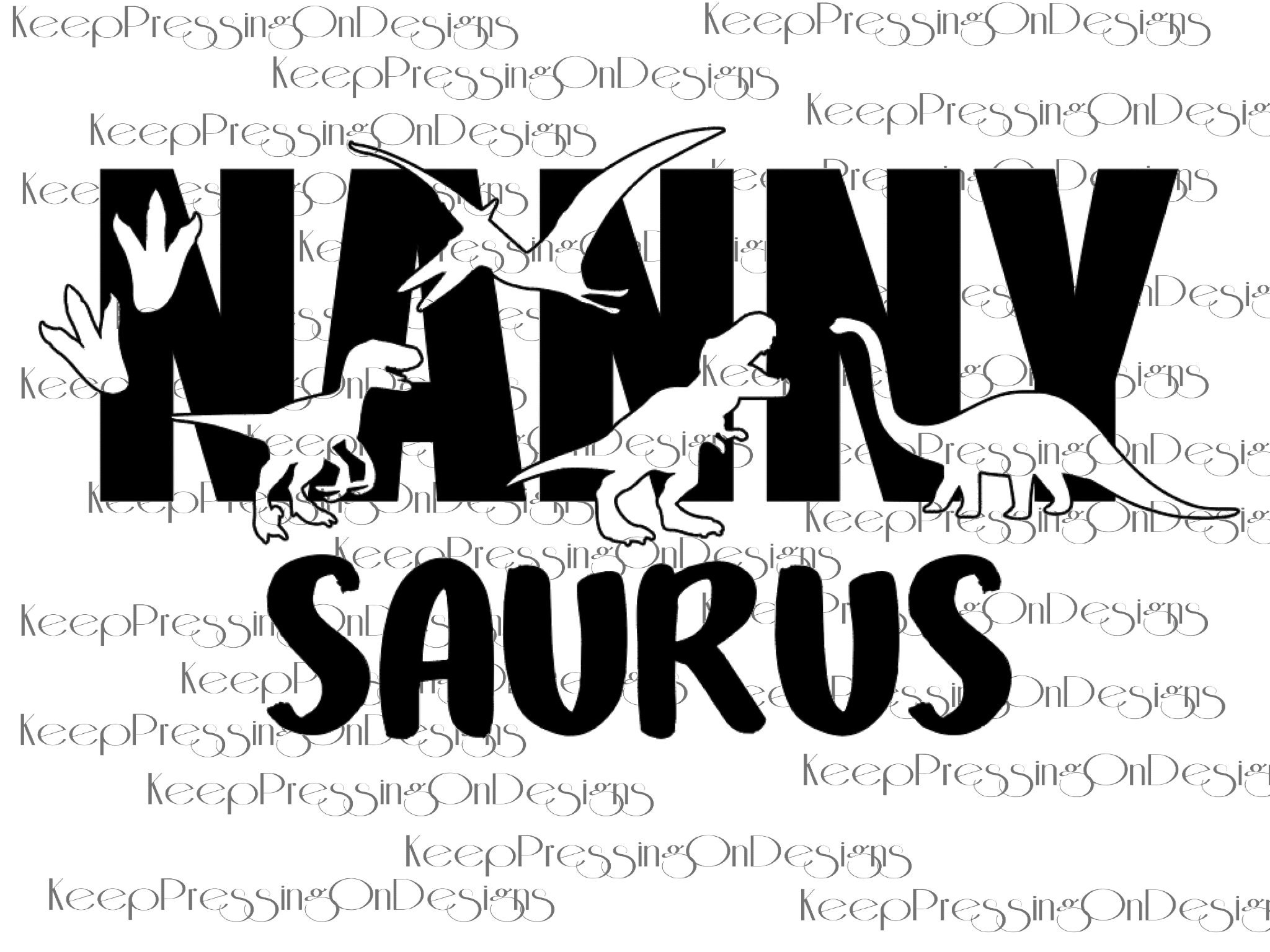 Nanny Saurus SVG in Black and Color - Etsy