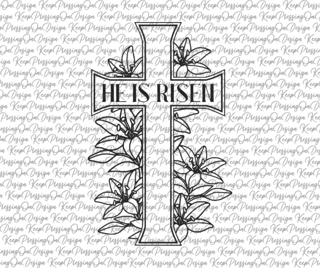 He is Risen With Floral Cross - Easter SVG - Etsy