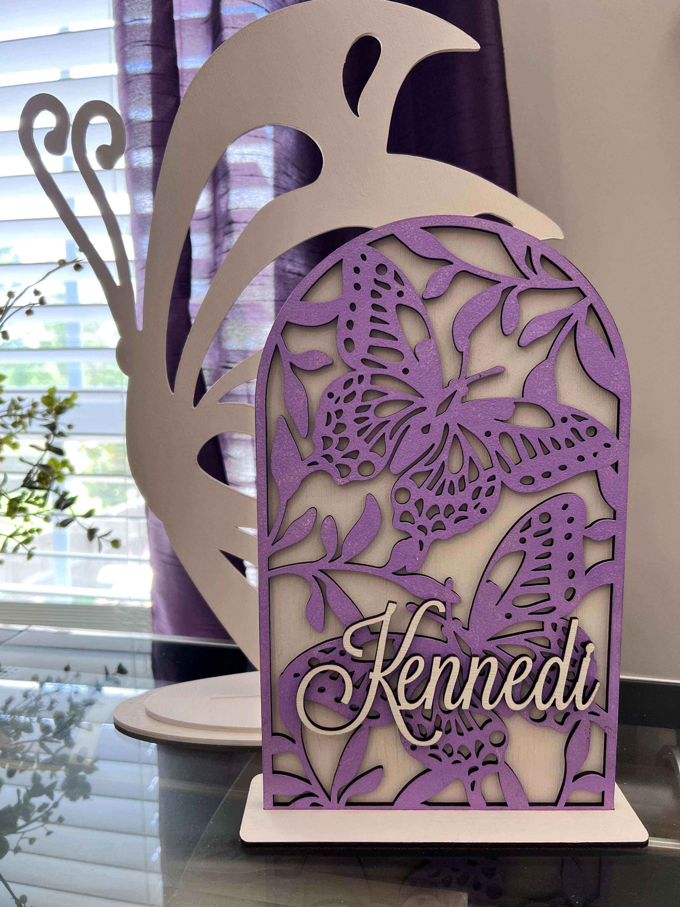 Personalized Butterfly Name Sign, Freestanding Custom Wood Name ...