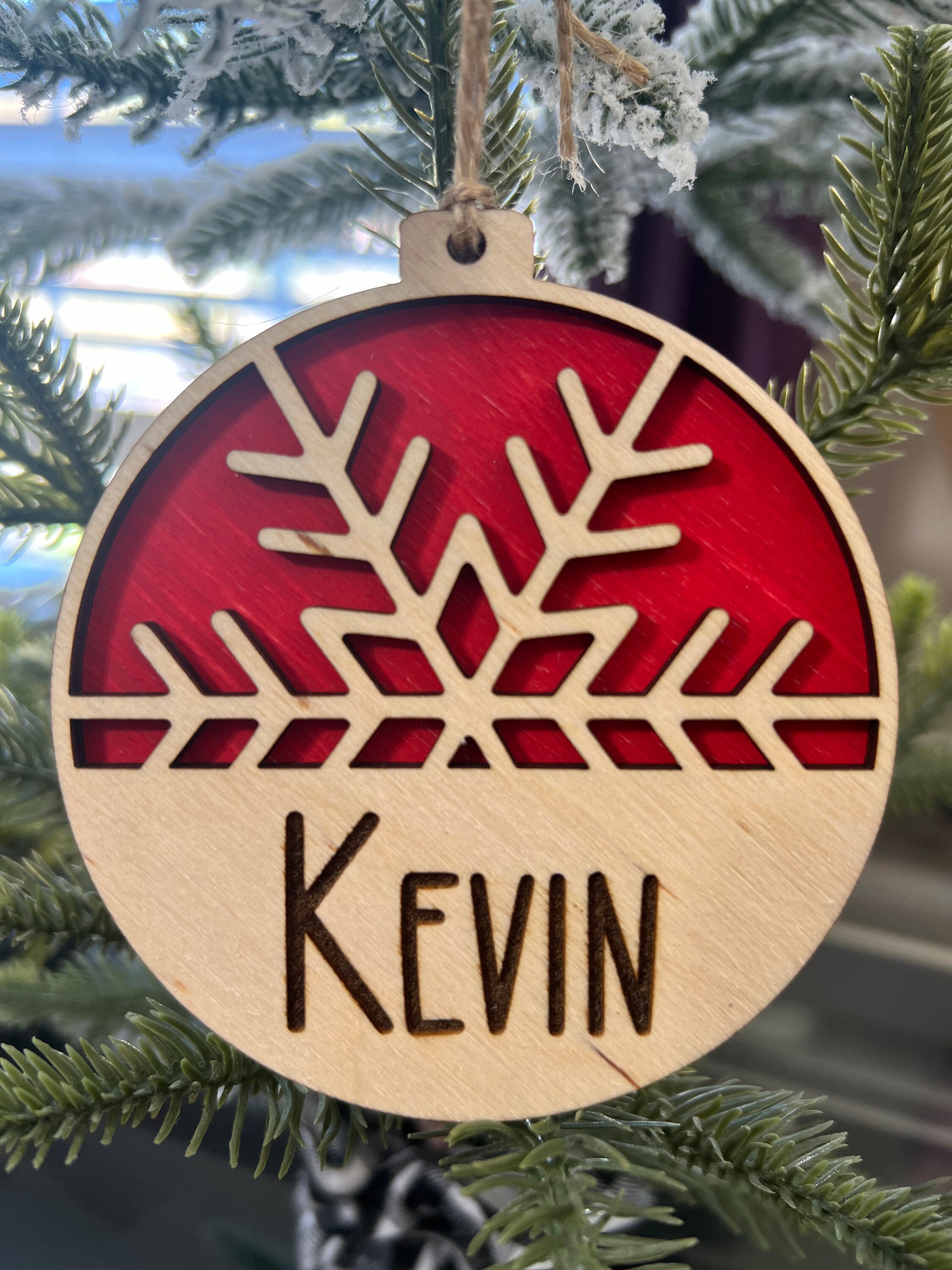 Personalized Snowflake Ornament, Custom Engraved Wooden Name Tag ...